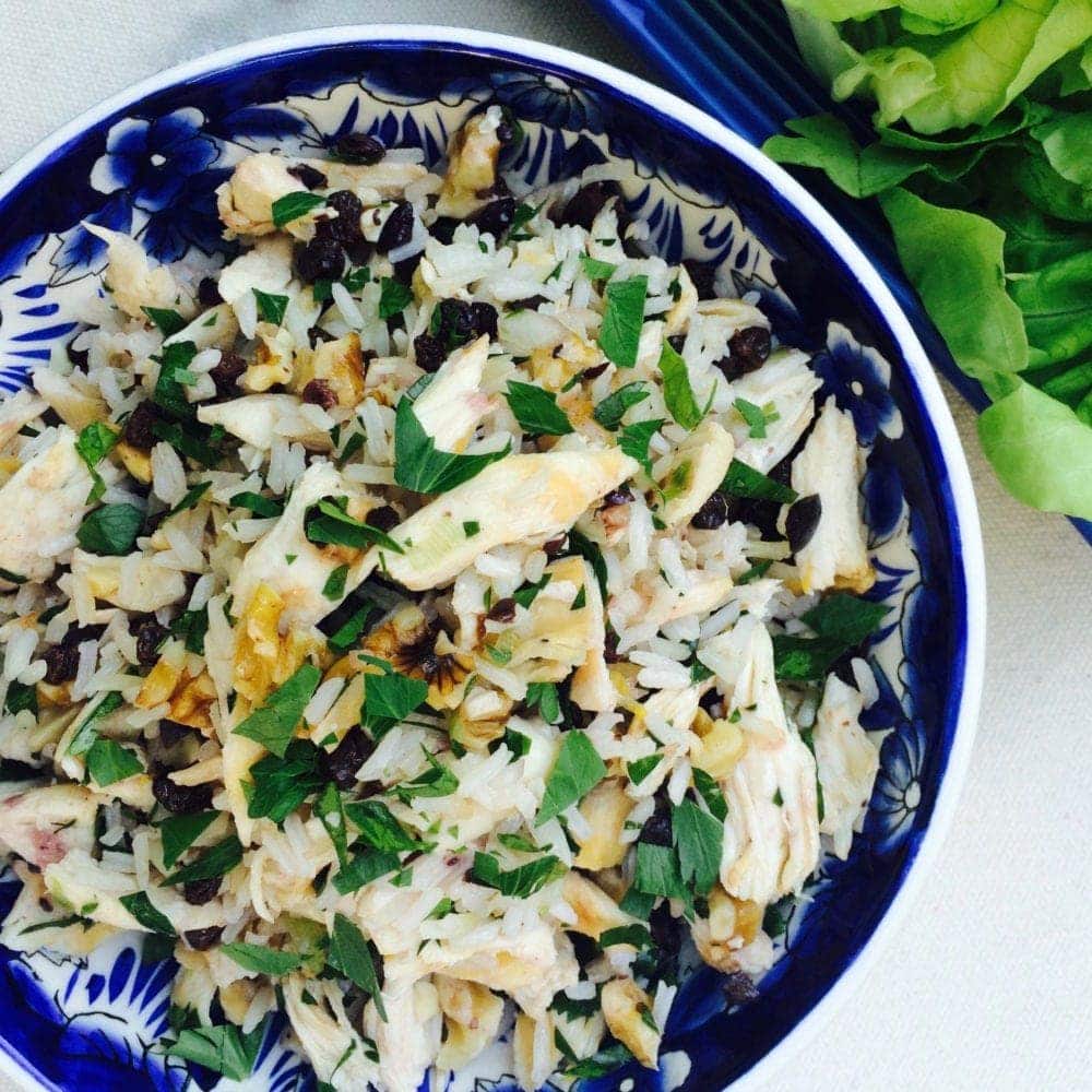 Simple Chicken Lettuce Wraps with Rice and Walnuts - Tara Teaspoon