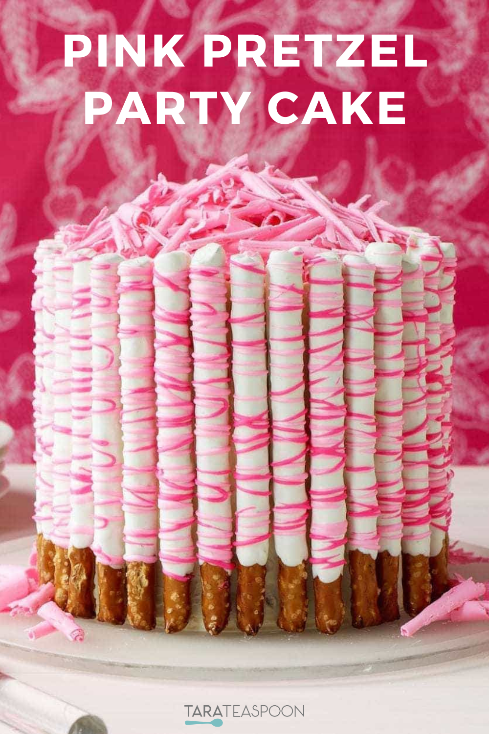 Pink Pretzel Party Cake - Tara Teaspoon