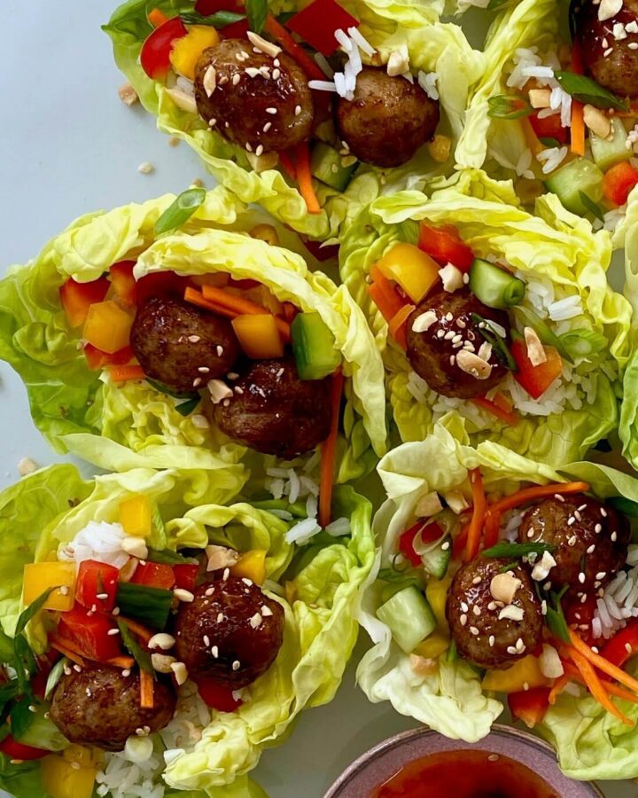 Holiday Meatballs Recipe - Christmas Tree Lettuce Wraps - Tara Teaspoon