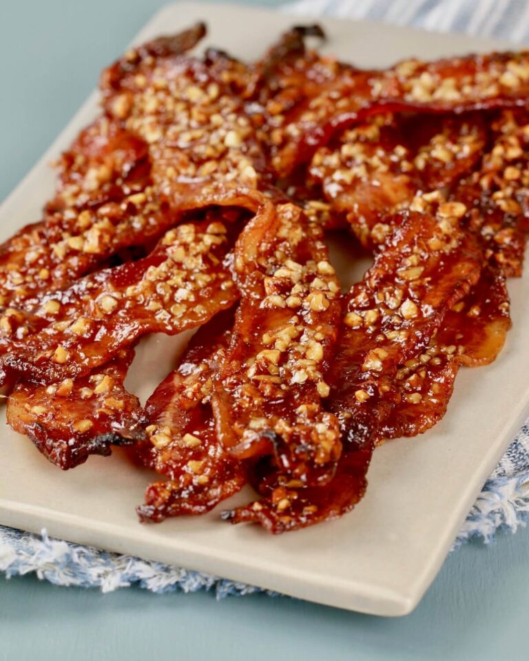 Spicy & Sweet Glazed Maple Bacon with Pecans - Tara Teaspoon