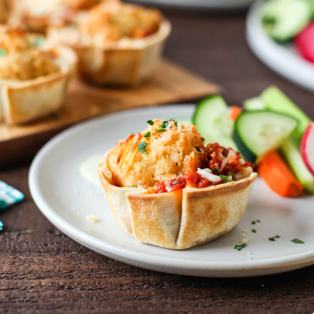 Chicken Parmesan Cups for Game Day - Tara Teaspoon